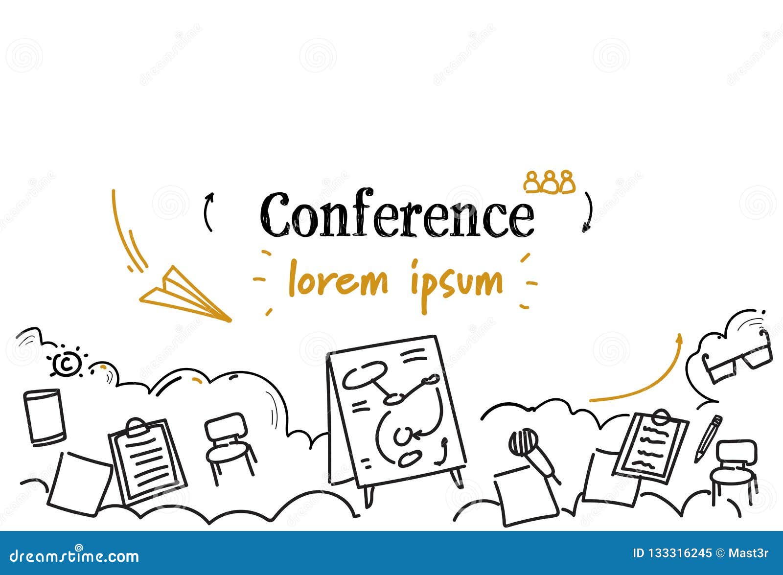 Business Presentation Training Conference Concept Sketch Doodle ...