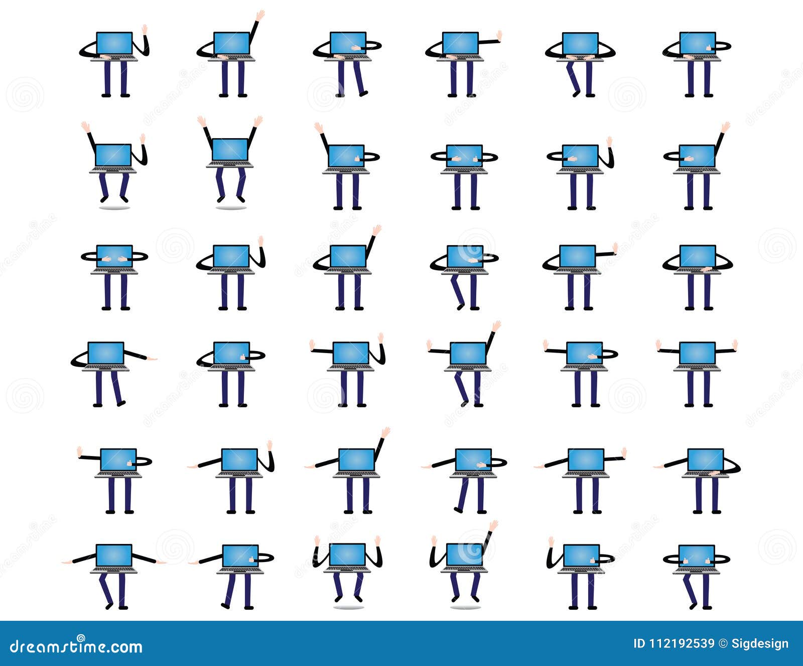 Business Presenter, Laptop with Arms and Legs Differents Poses Stock ...