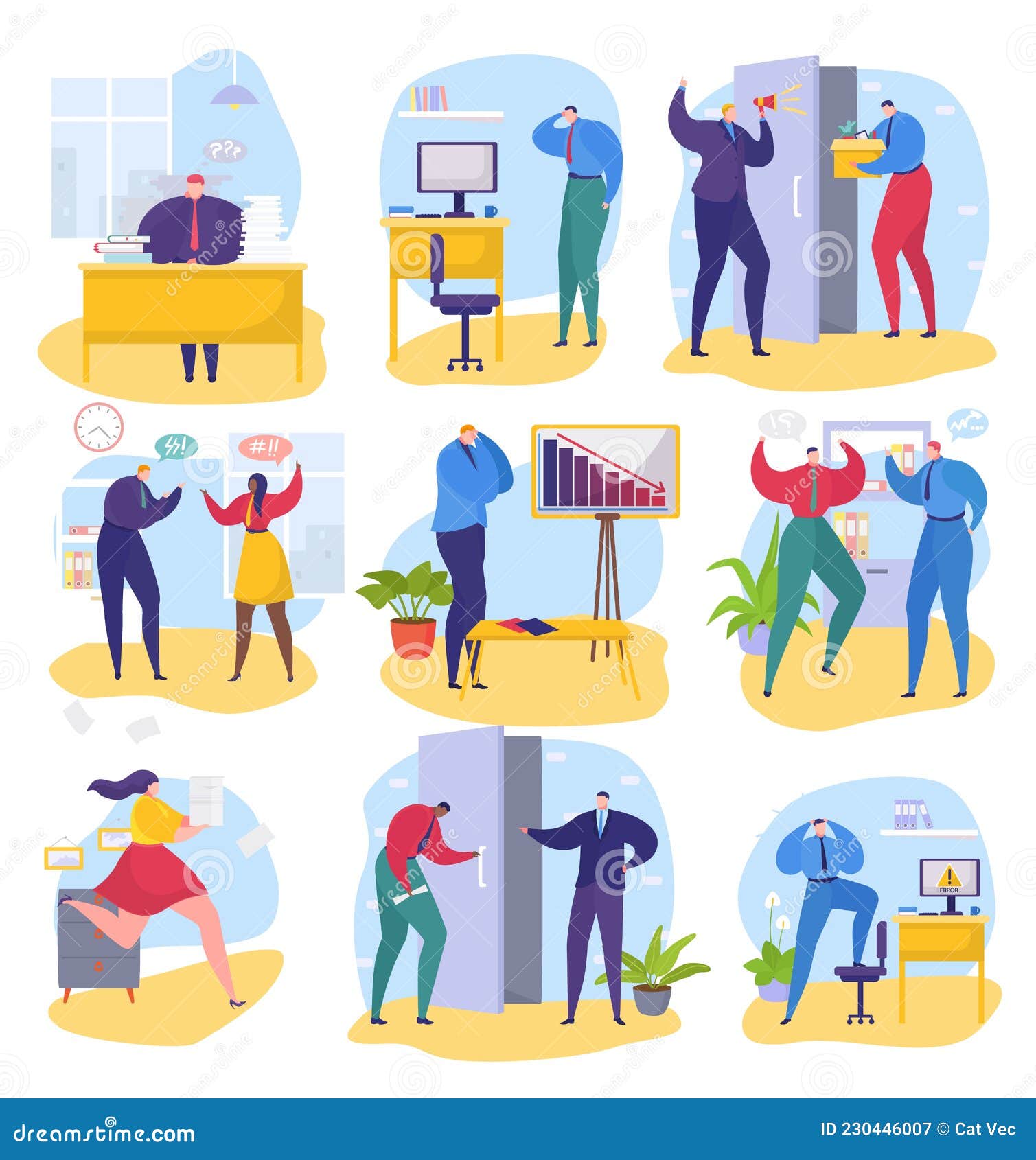 Business Problem at Office Set, Vector Illustration, Man Woman ...