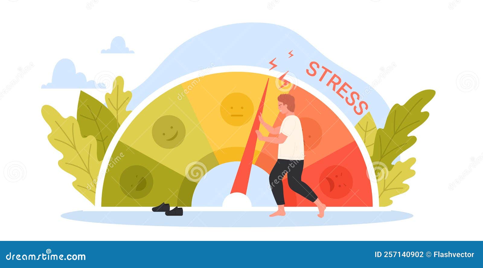 Business Problem, Pressure And Crisis Control, Tiny Man Pushing Arrow ...