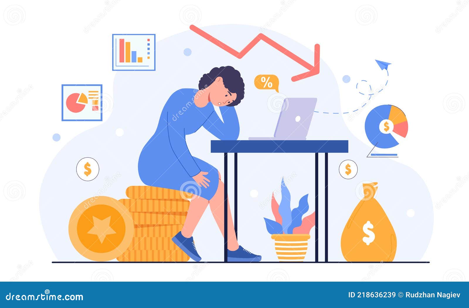 Business Problem, Profit Drop, Unmotivated Manager Stock Vector ...