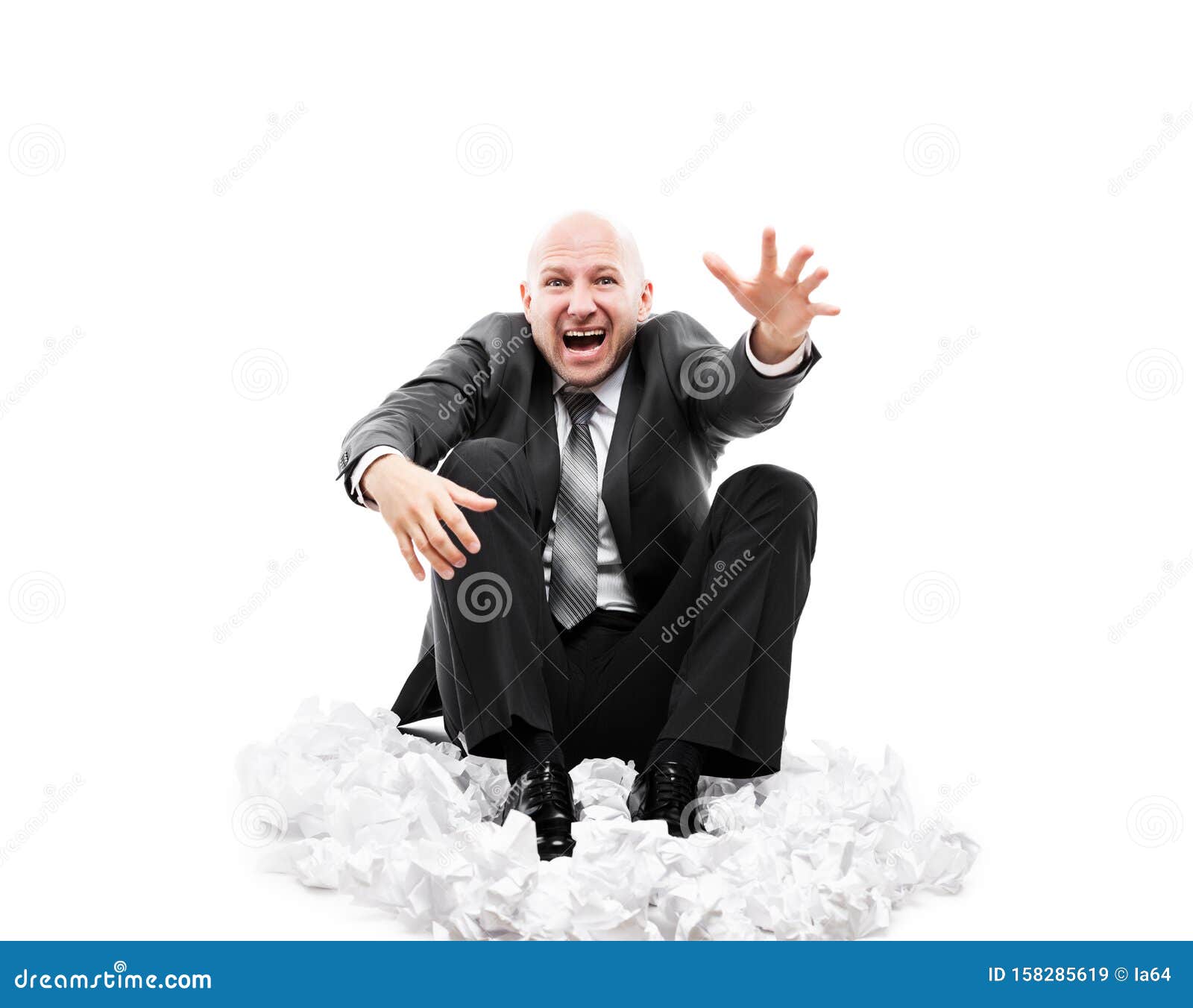 Loud Shouting or Screaming Tired Stressed Businessman Gesturing Helping ...