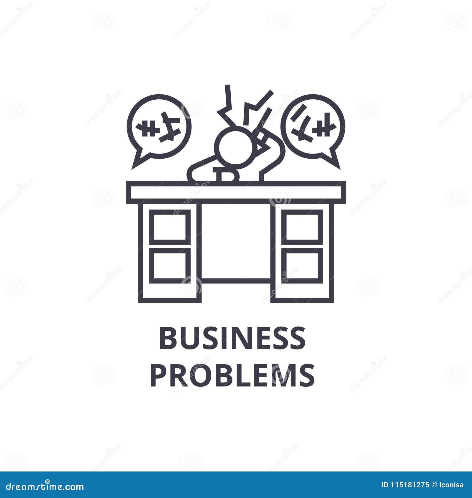 Business Problems Thin Line Icon, Sign, Symbol, Illustation, Linear ...