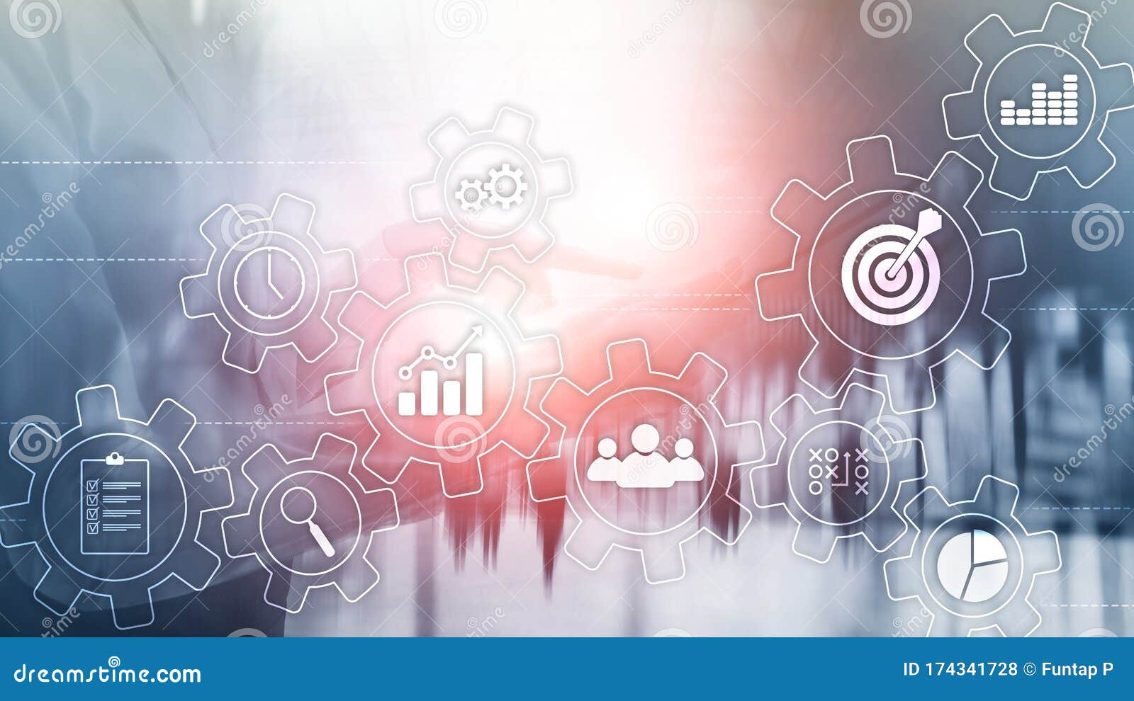 Business Process Automation Concept. Gears and Icons on Abstract ...