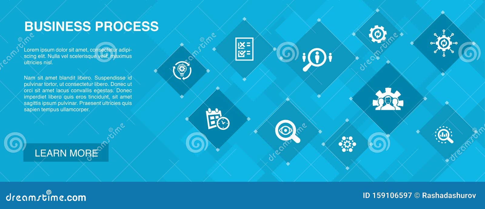 Business Process Banner 10 Icons Concept Stock Vector - Illustration of ...