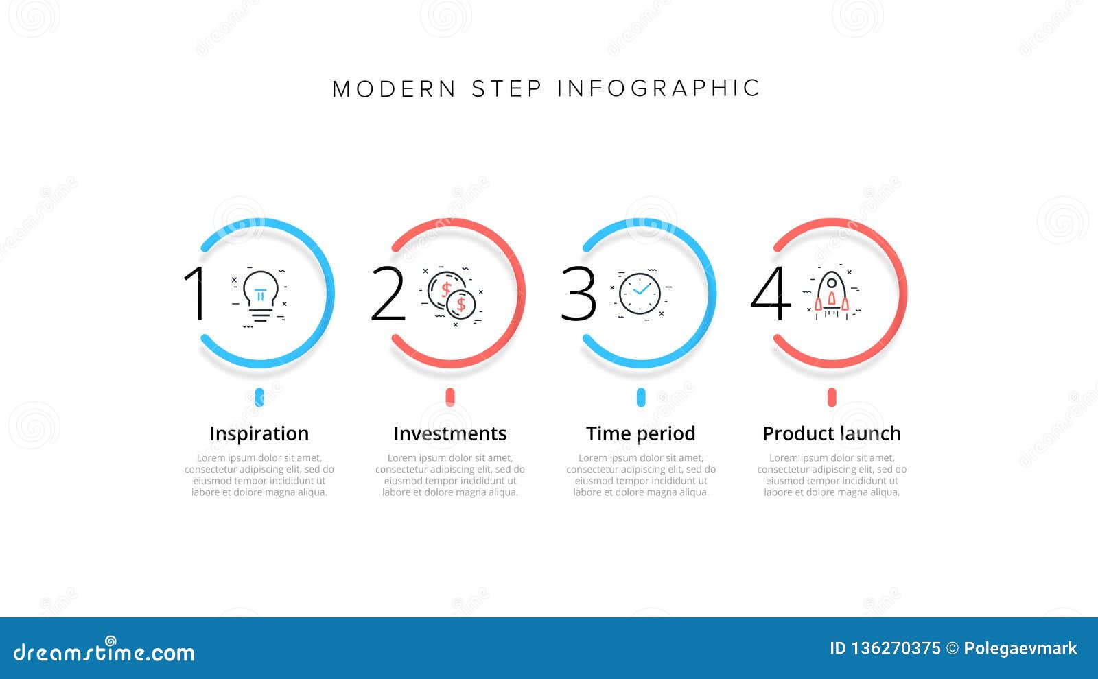 Business Process Chart Infographic With 4 Step Circles. Circular ...