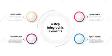Business Process Chart Infographic with 4 Step Circles. Circular ...