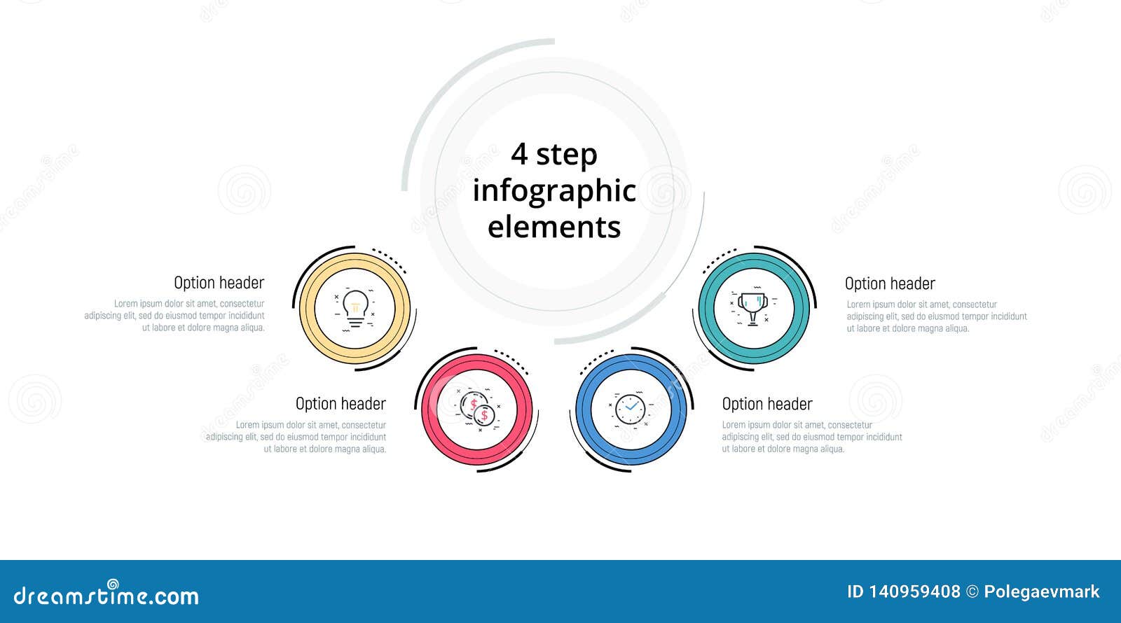 Business Process Chart Infographic with 4 Step Circles. Circular ...