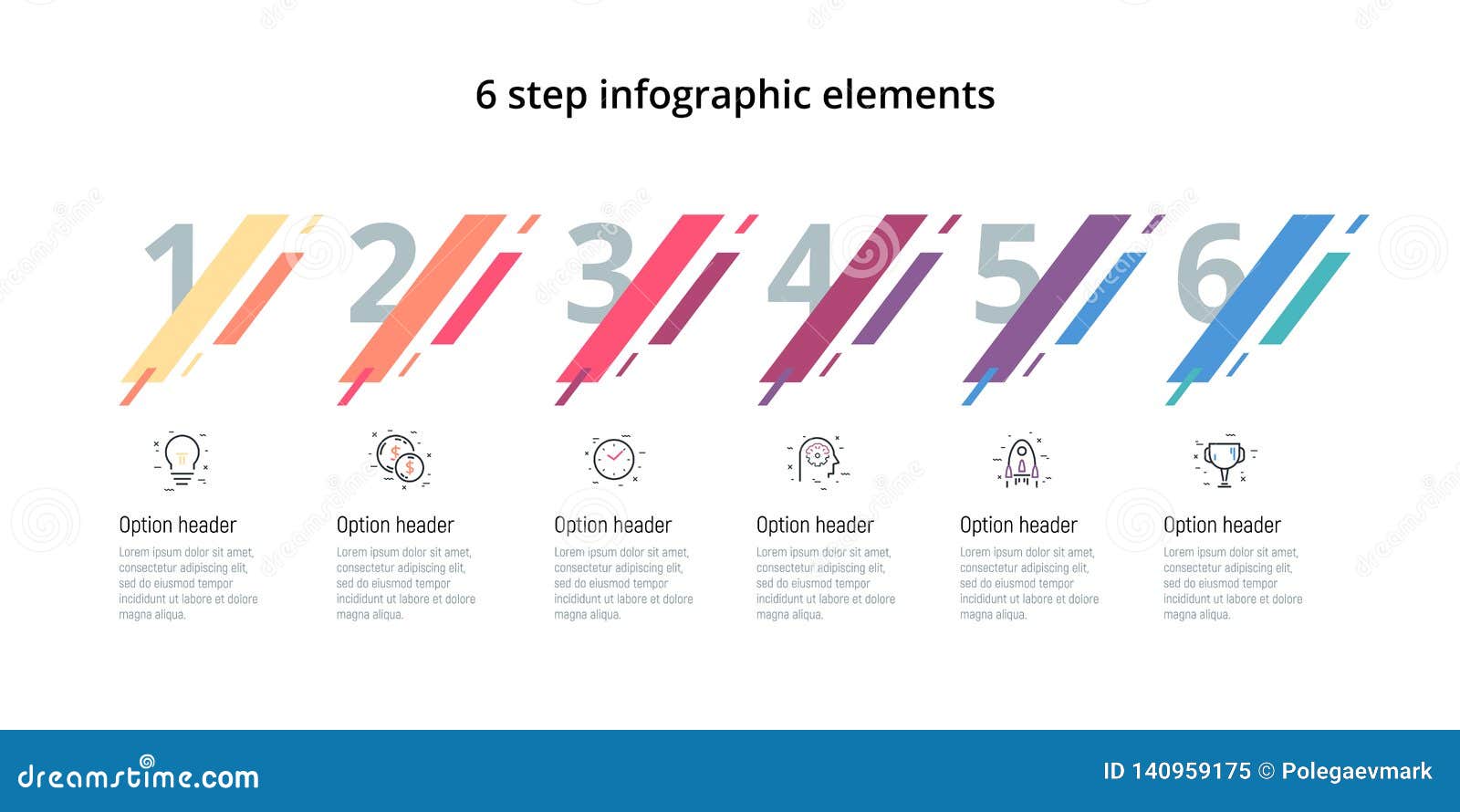 Business Process Chart Infographic with 6 Steps. Modern Corporate ...