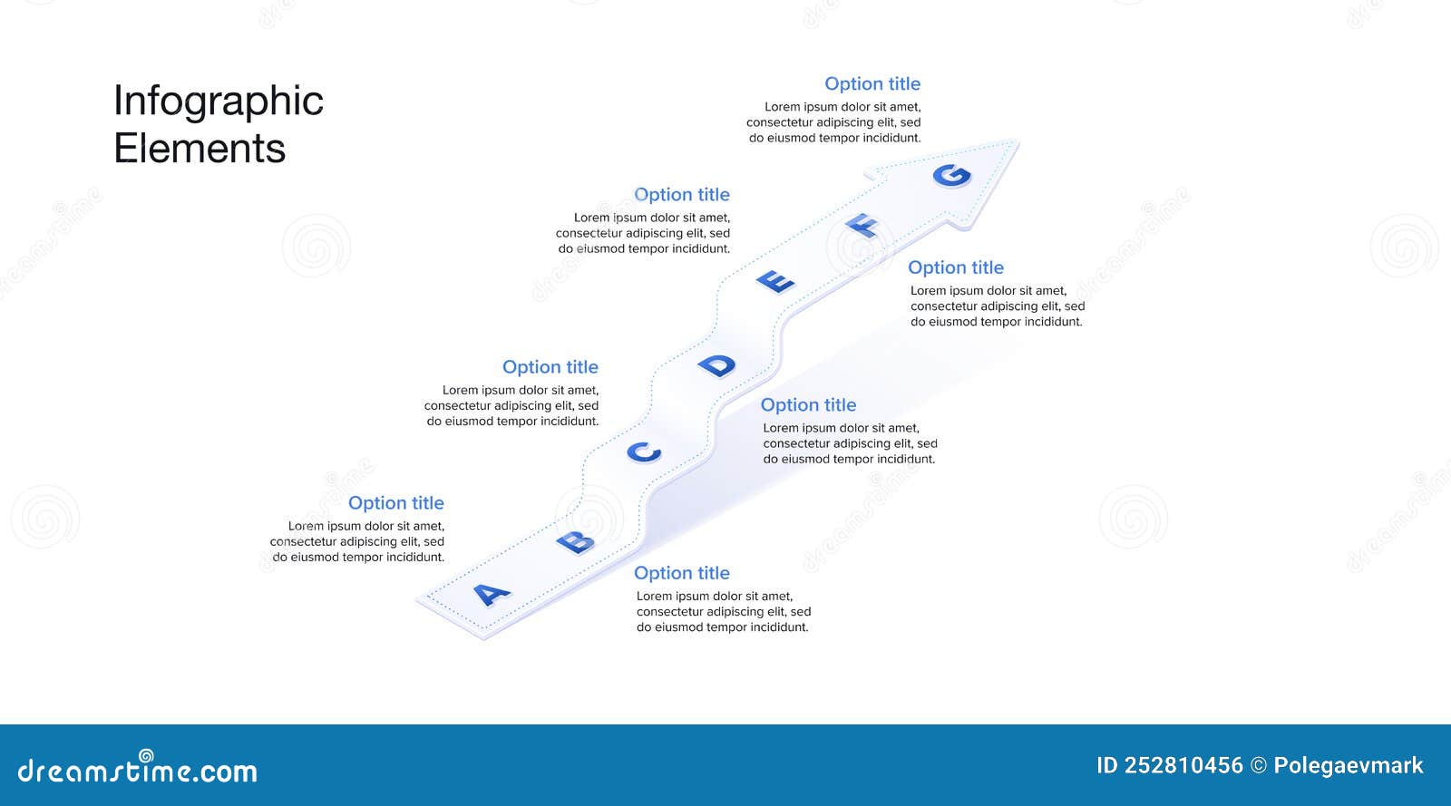 Business Process Chart Infographics with 7 Step Arrows. Corporate ...