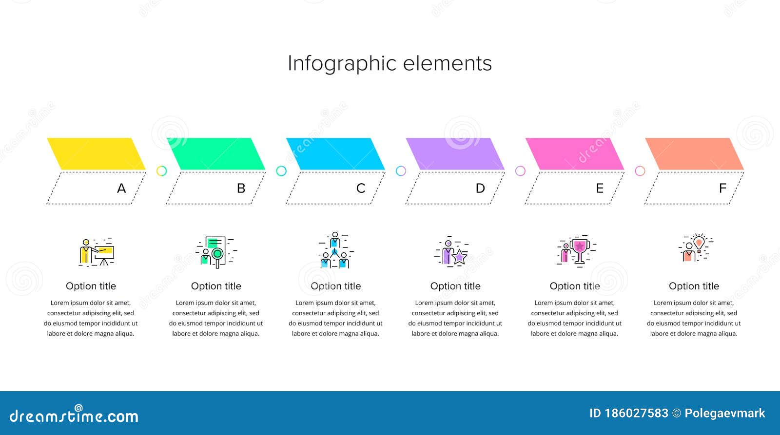 Business Process Chart Infographics with 6 Step Arrows. Square ...
