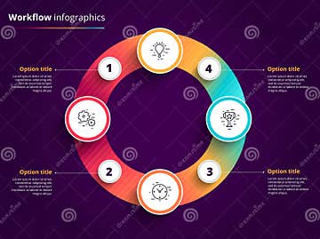 Business Process Chart Infographics with 4 Step Circles. Circular ...
