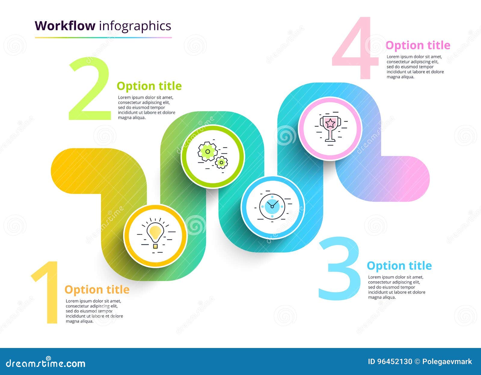 Business Process Chart Infographics with 4 Step Circles. Circular ...