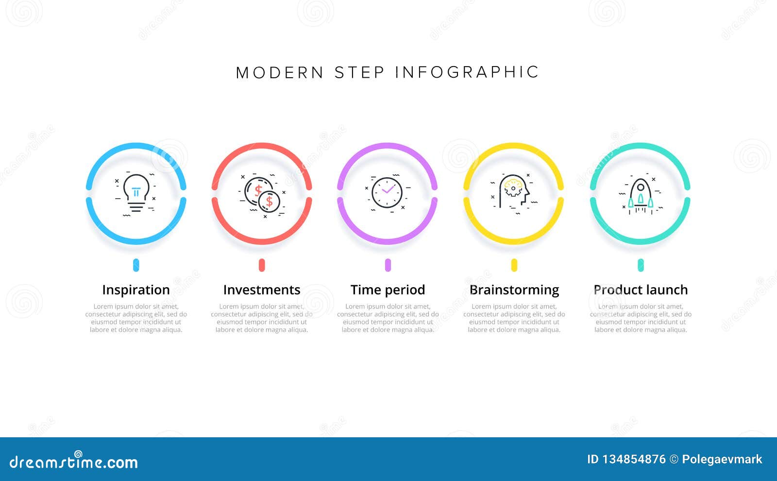 Business Process Chart Infographics with 5 Step Circles. Circular ...