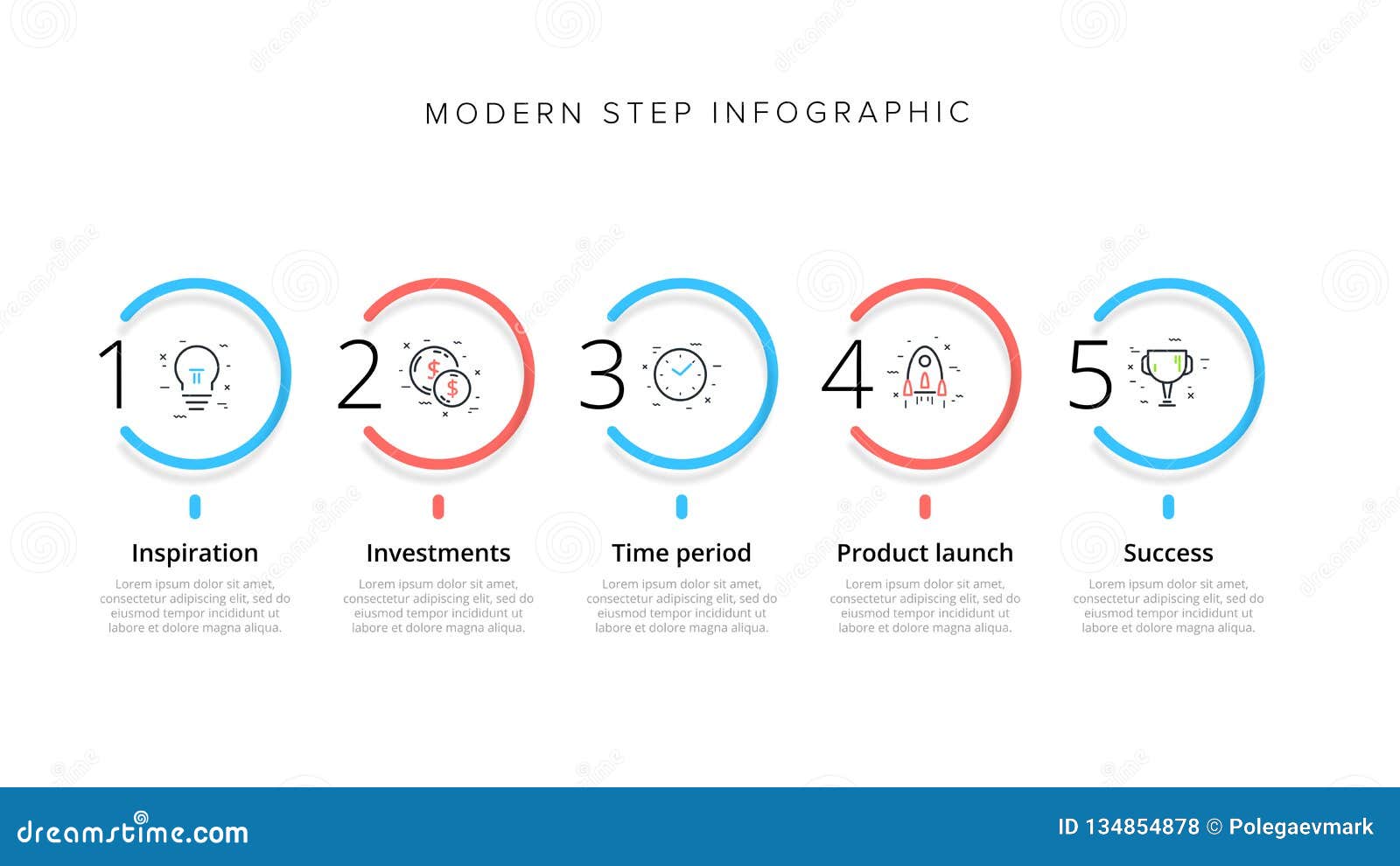 Business Process Chart Infographics with 5 Step Circles. Circular ...