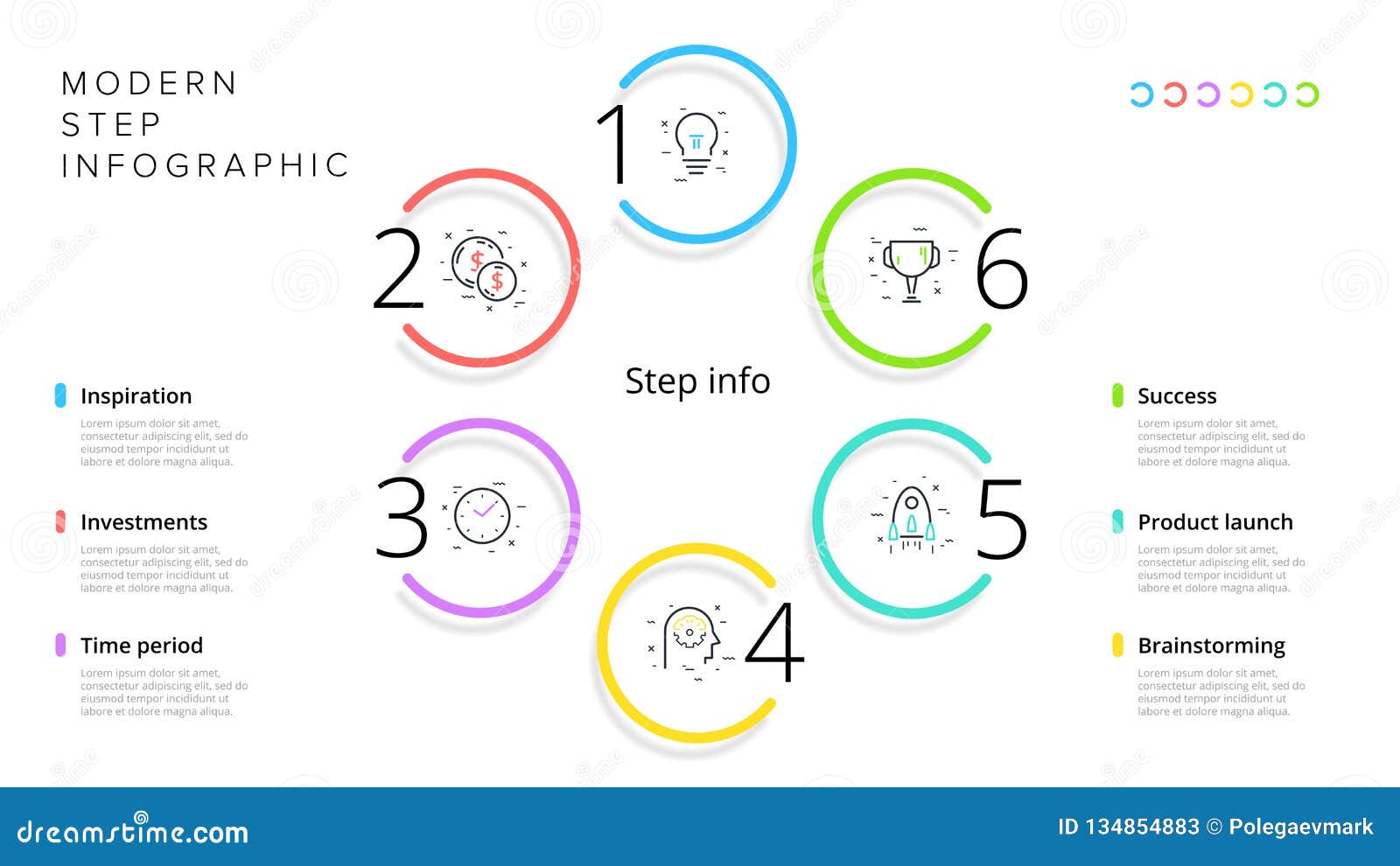 Business Process Chart Infographics with 4 Step Circles. Circular Corporate Workflow Graphic ...