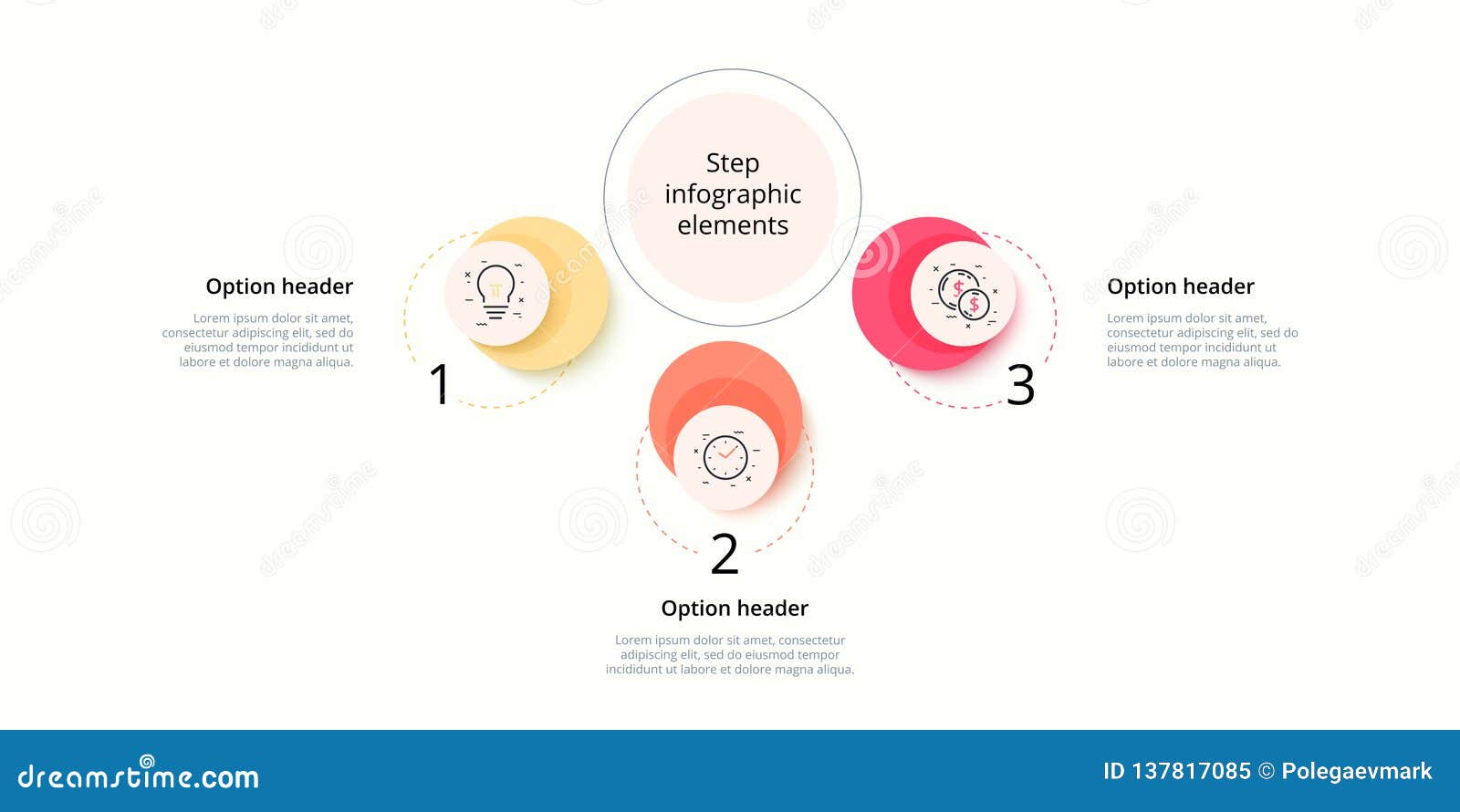 Business Process Chart Infographics with 3 Step Circles. Circular Corporate Workflow Graphic ...