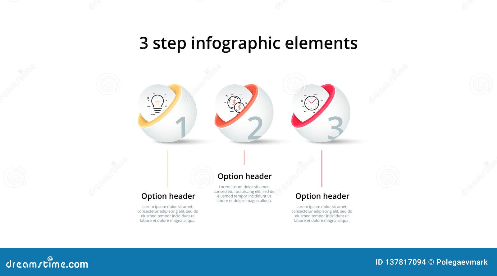 Business Process Chart Infographics with 3 Step Circles. Circular ...