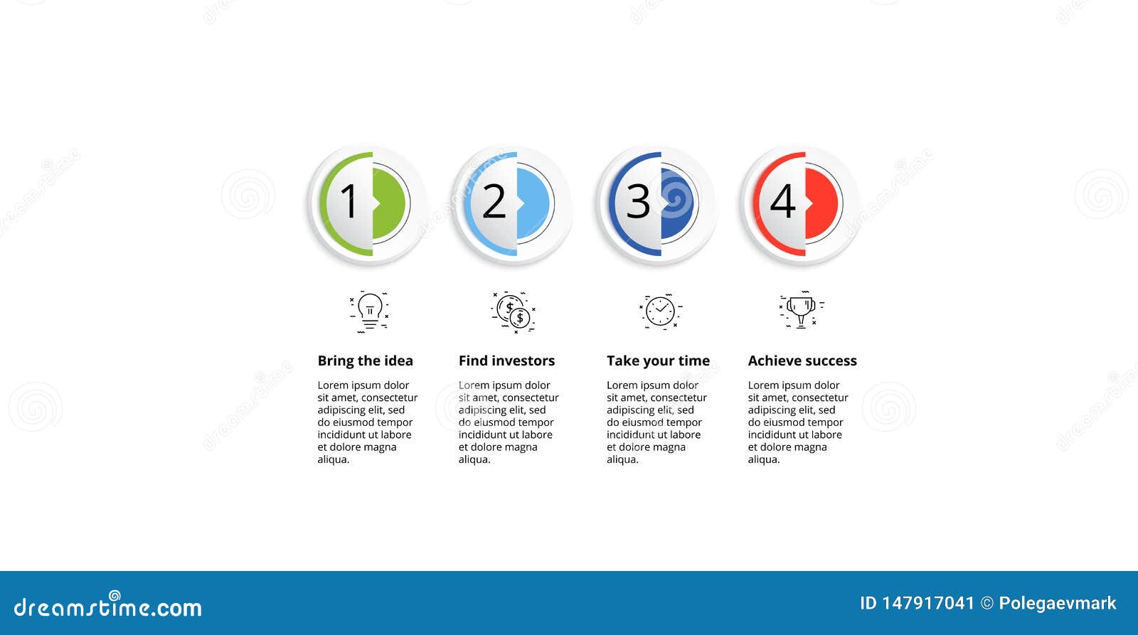 Business Process Chart Infographics with 4 Step Circles. Circular ...
