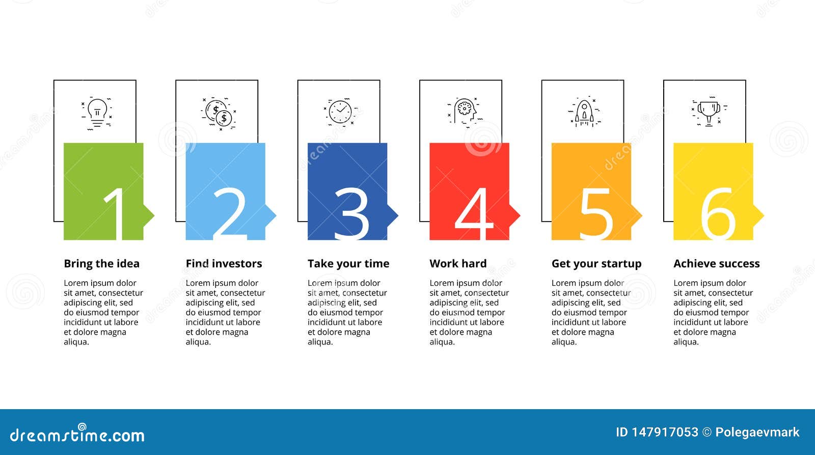 Business Process Chart Infographics with 6 Step Circles. Circular ...