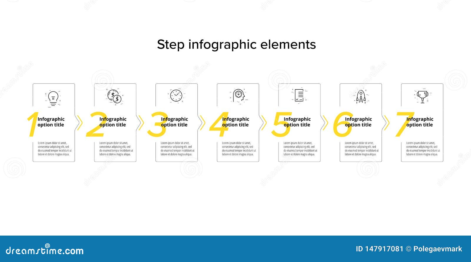 Business Process Chart Infographics with 7 Step Circles. Circular ...
