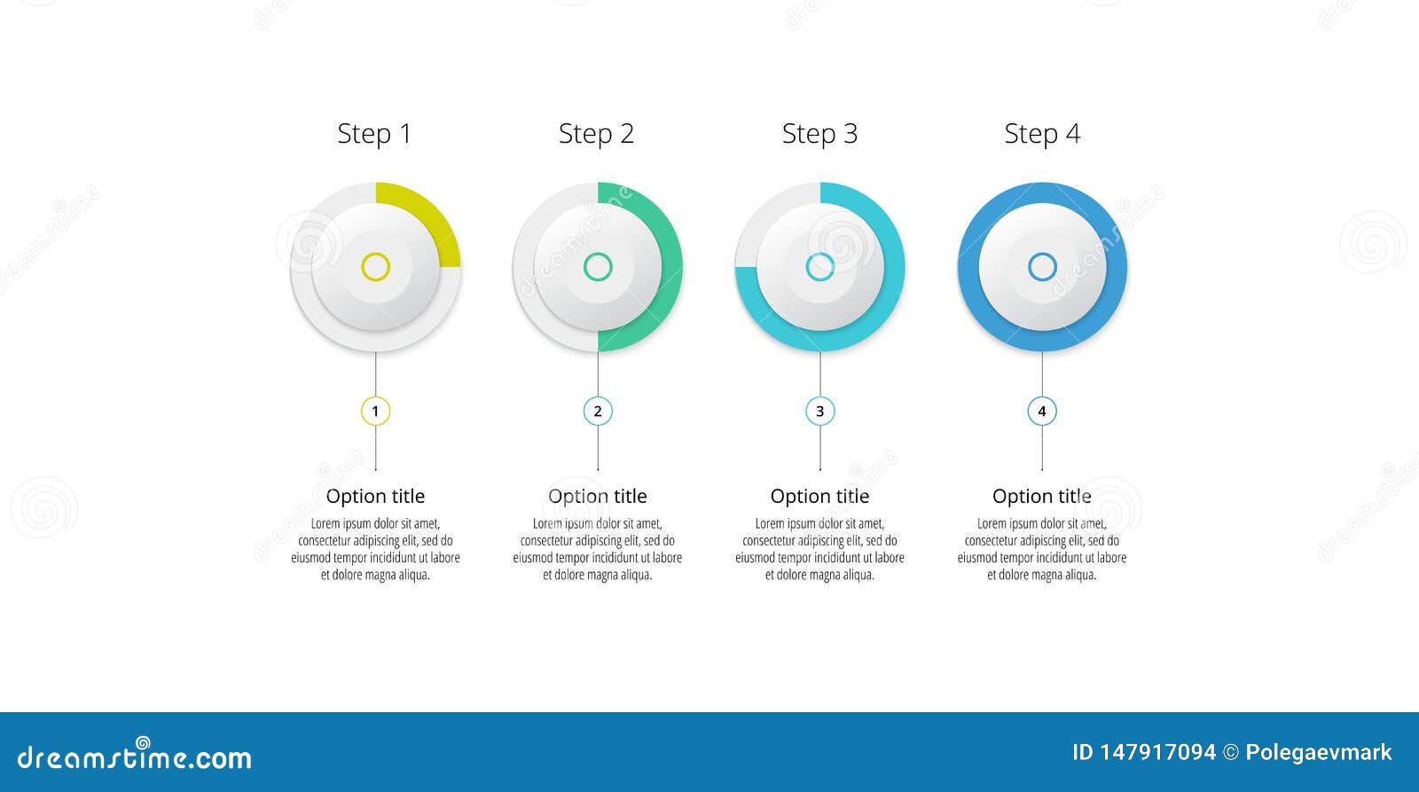 Business Process Chart Infographics with 4 Step Circles. Circular ...