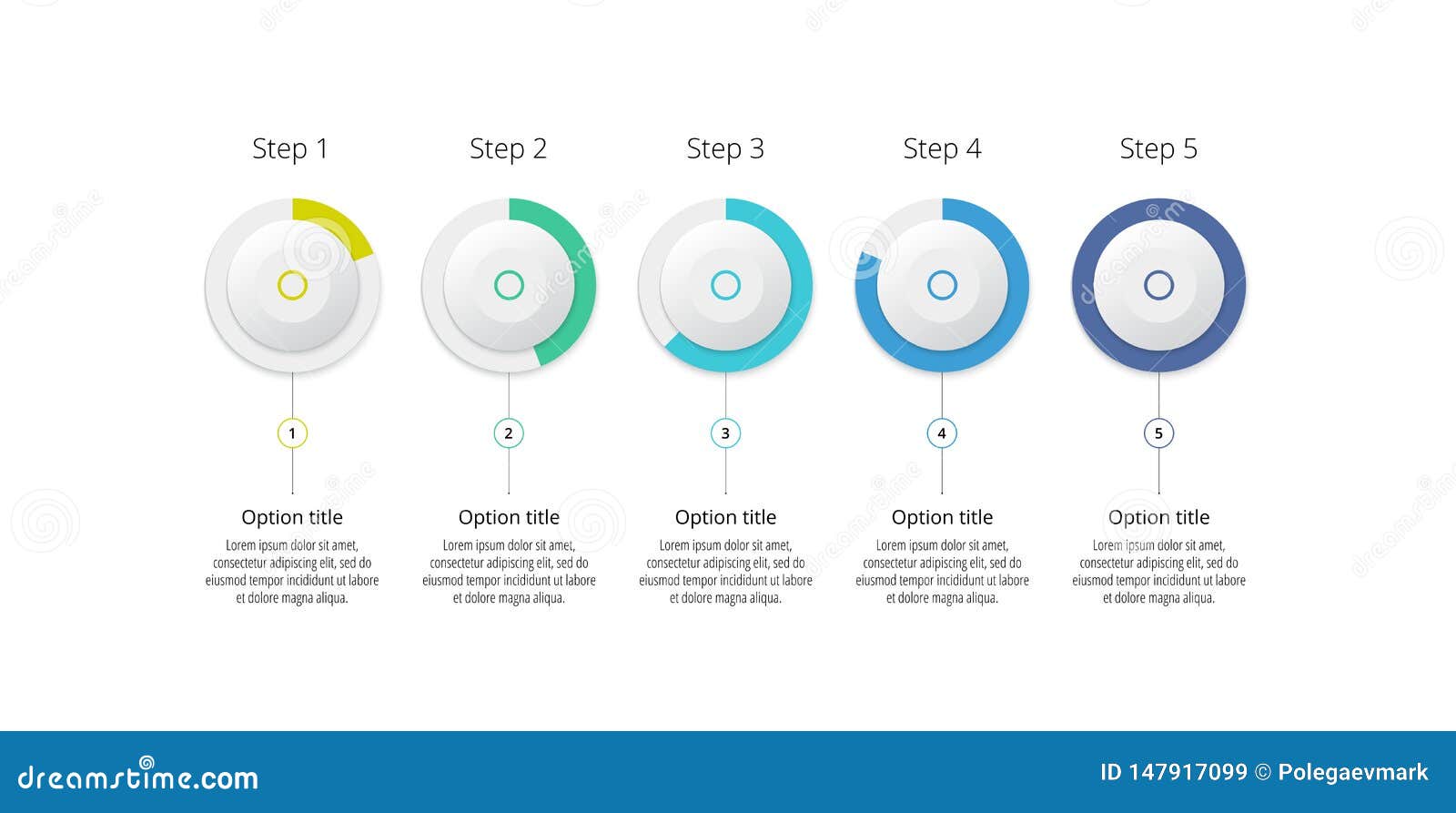 Business Process Chart Infographics with 5 Step Circles. Circular ...