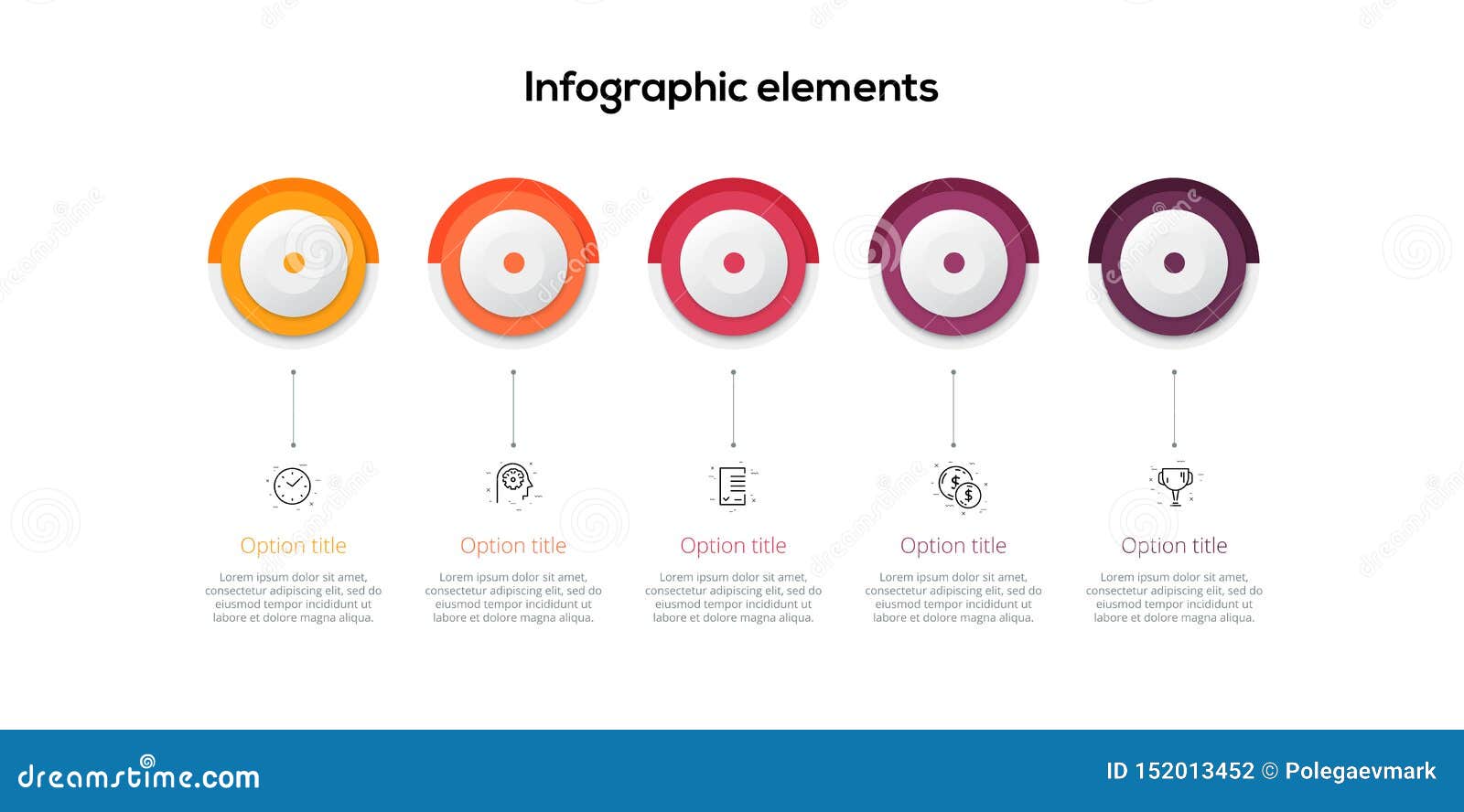 Business Process Chart Infographics with 5 Step Circles. Circular ...