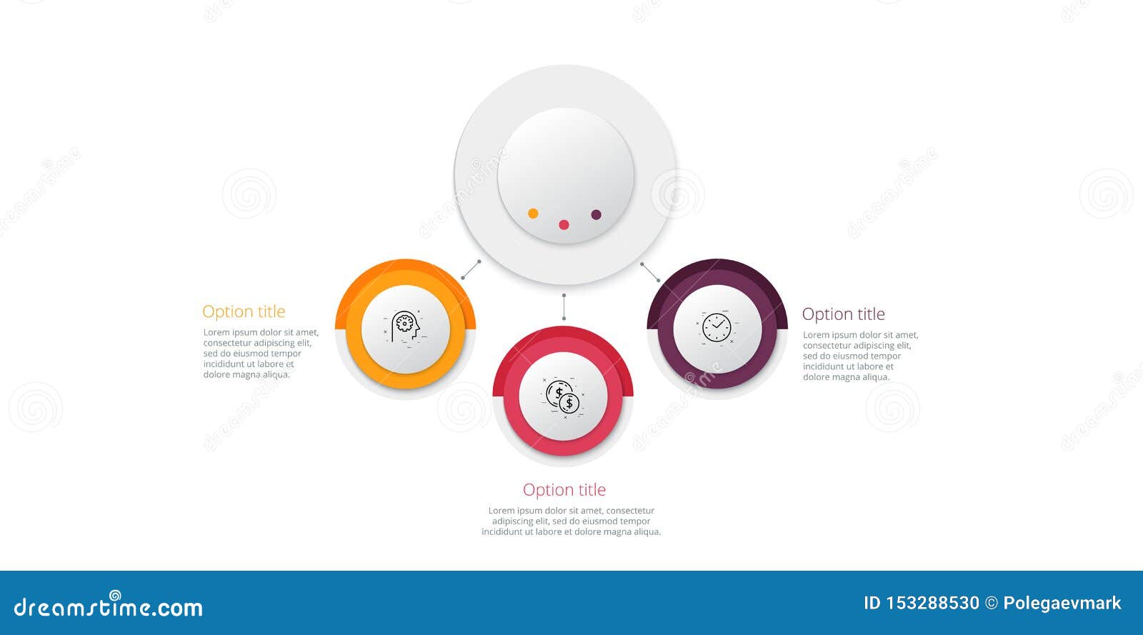 Business Process Chart Infographics with 3 Step Circles. Circular Corporate Workflow Graphic ...