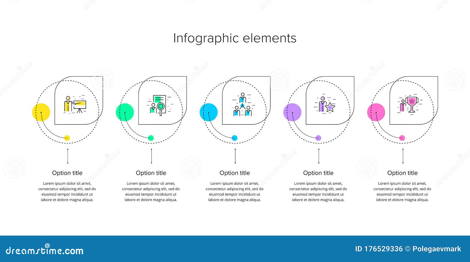 Business Process Chart Infographics with 5 Step Circles. Circular ...