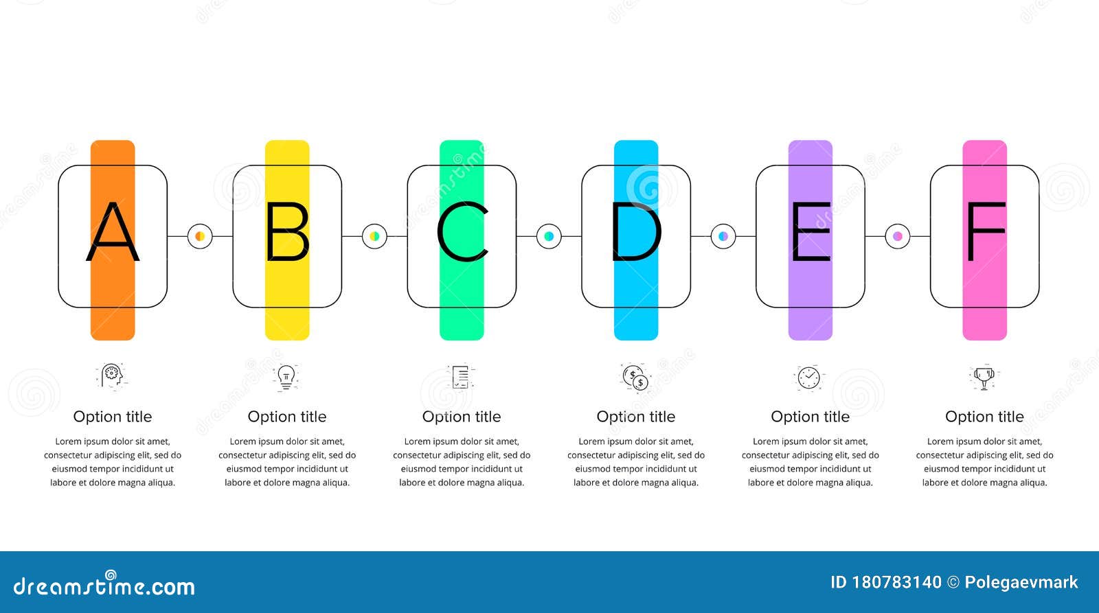 Business Process Chart Infographics with 6 Step Circles. Circular ...