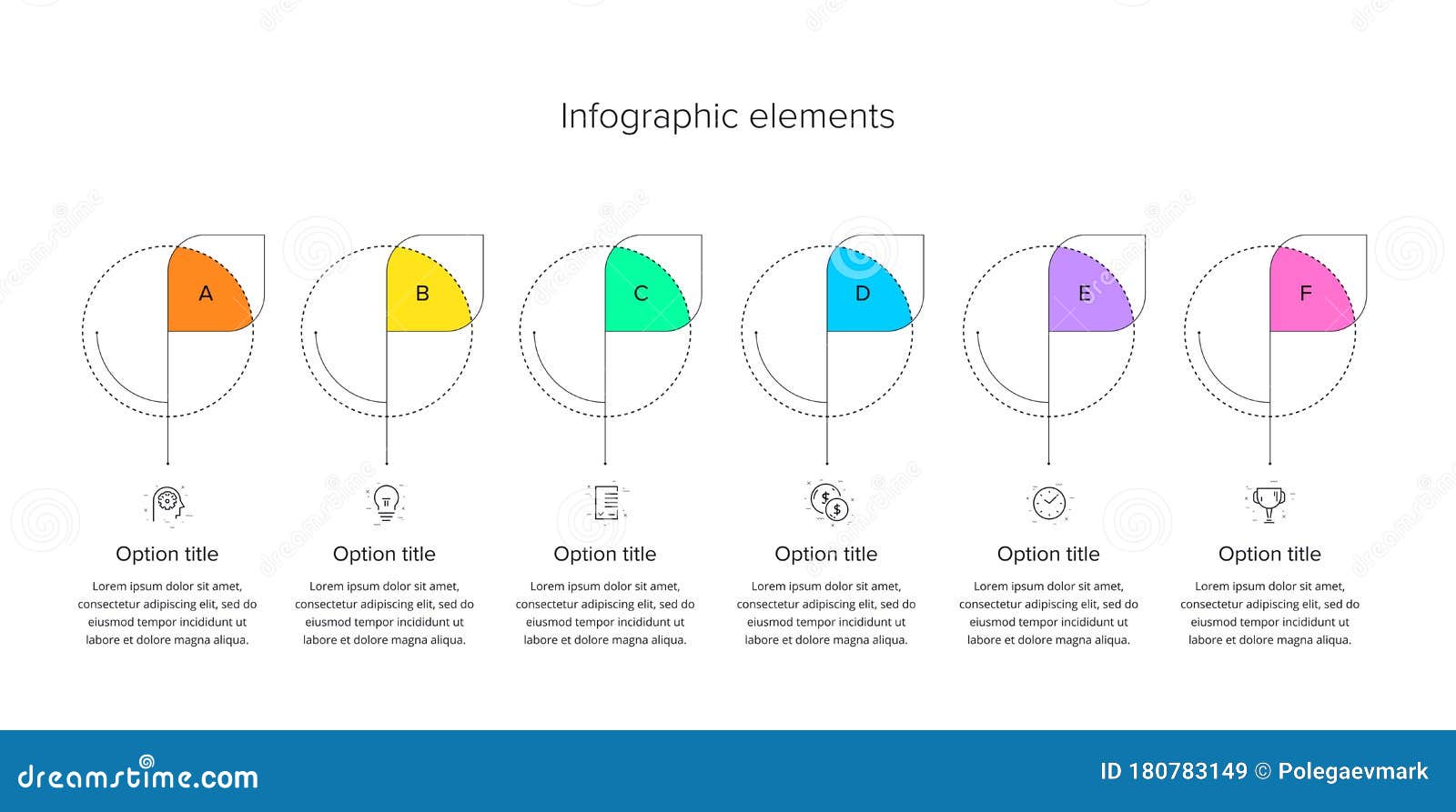 Business Process Chart Infographics with 6 Step Circles. Circular ...