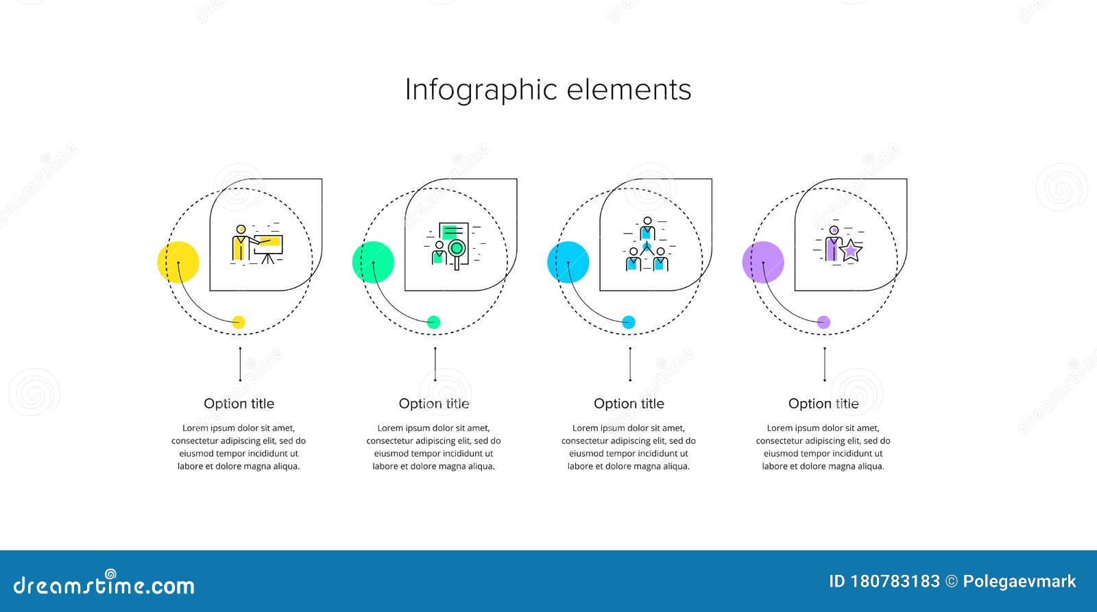 Business Process Chart Infographics with 4 Step Circles. Circular ...