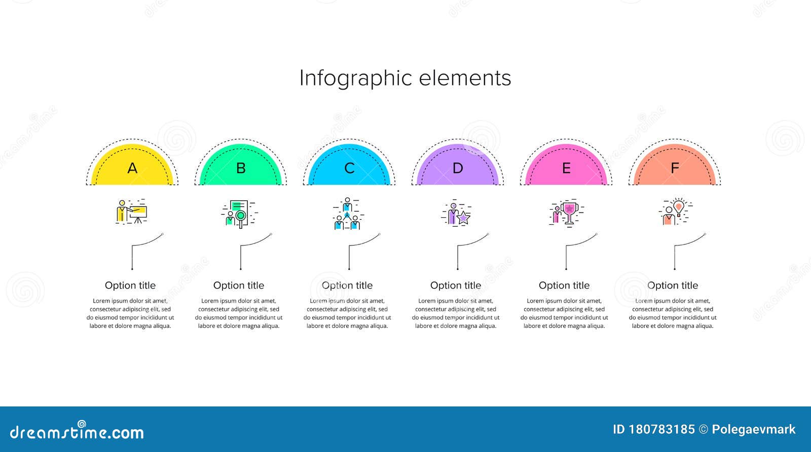 Business Process Chart Infographics with 6 Step Circles. Circular ...