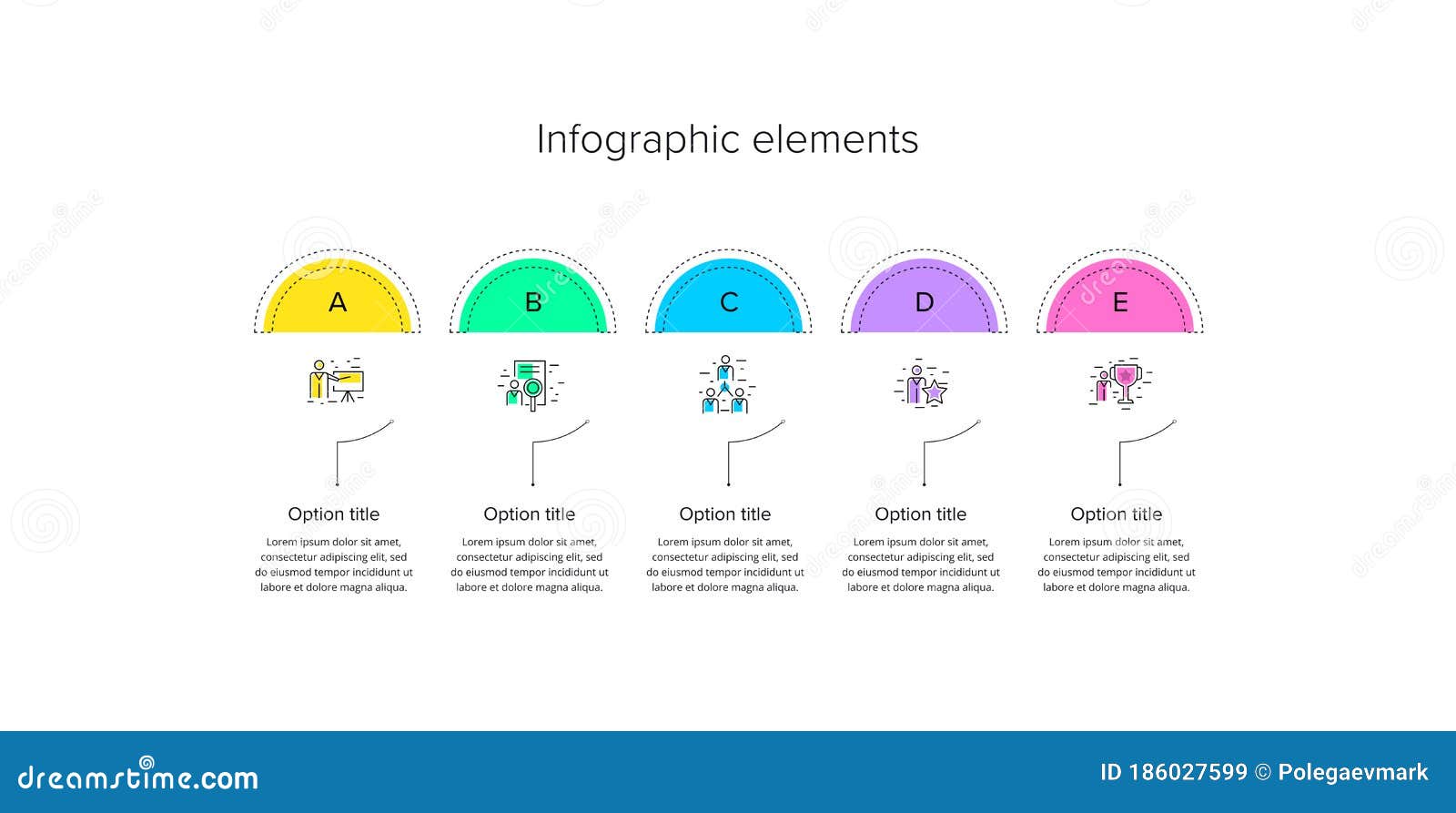 Business Process Chart Infographics with 5 Step Circles. Circular ...