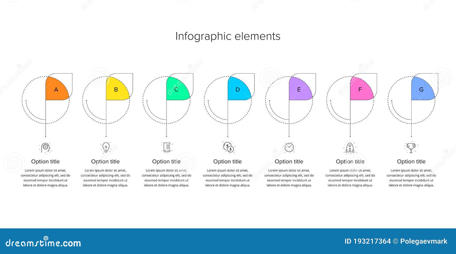 Business Process Chart Infographics with 7 Step Circles. Circular ...