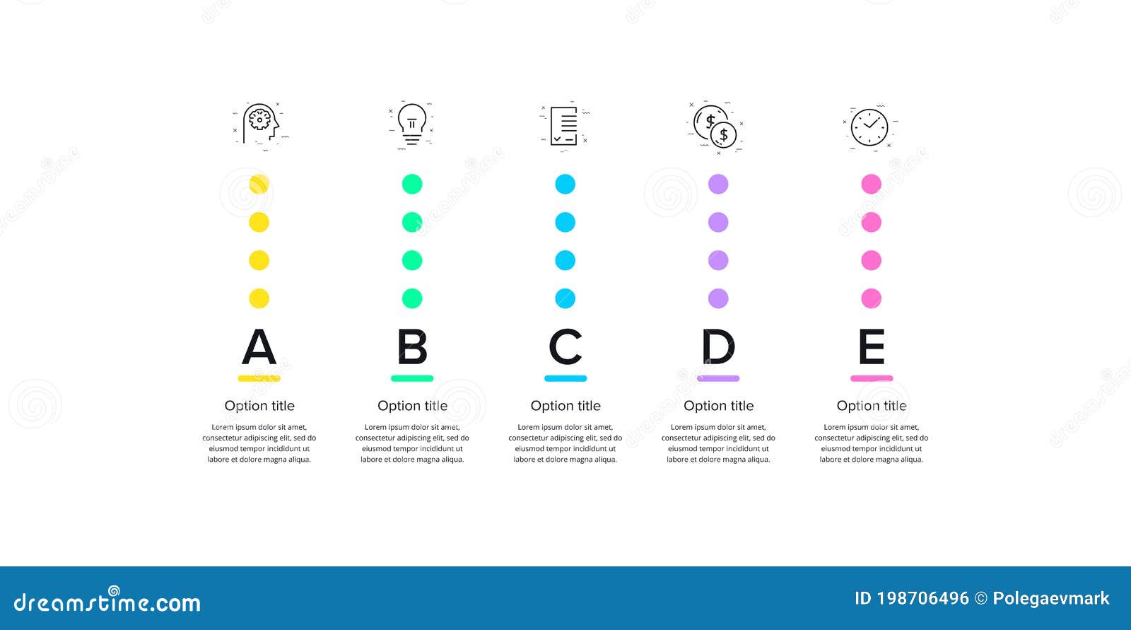 Business Process Chart Infographics with 5 Step Circles. Circular ...