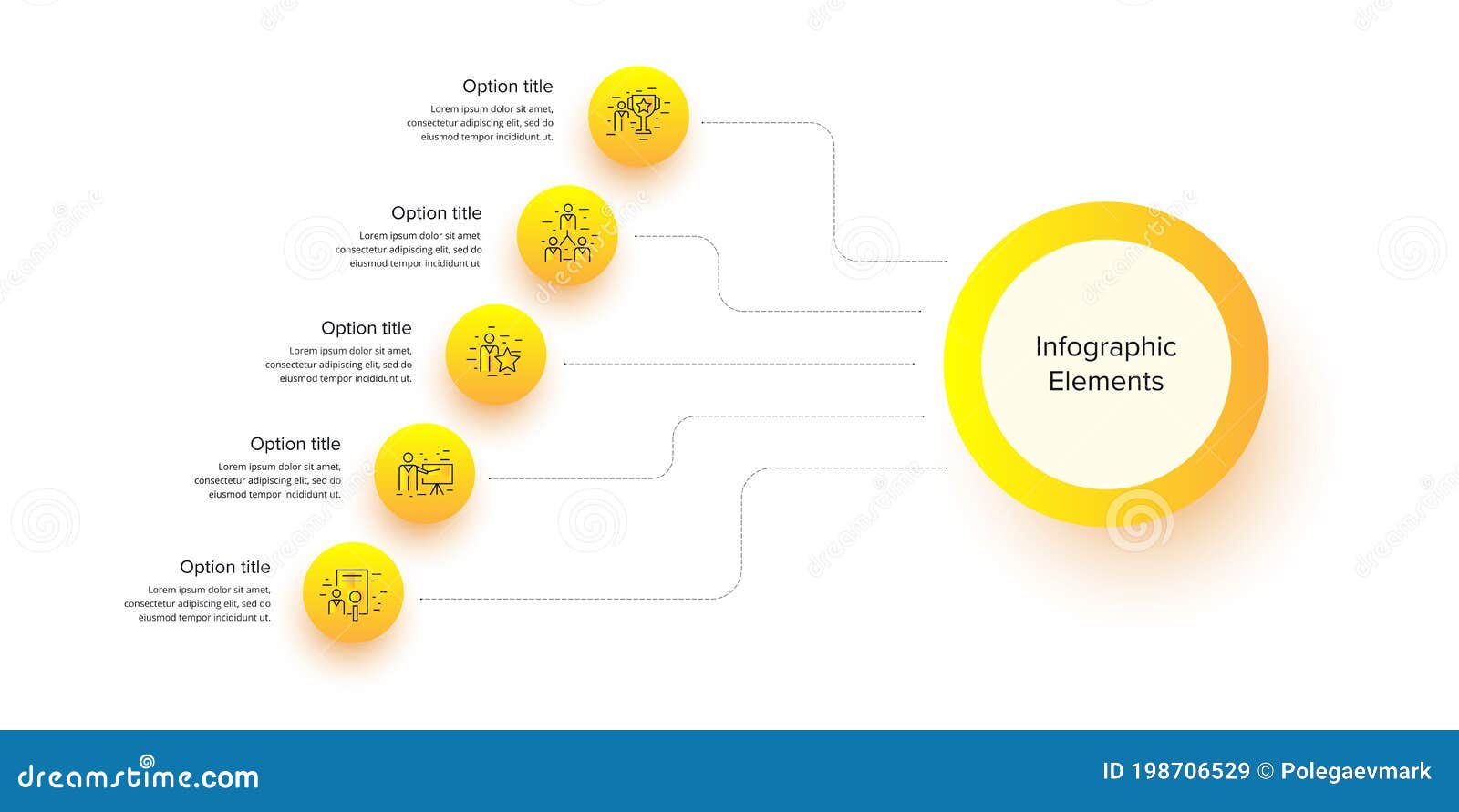 Business Process Chart Infographics with 5 Step Circles. Circular ...