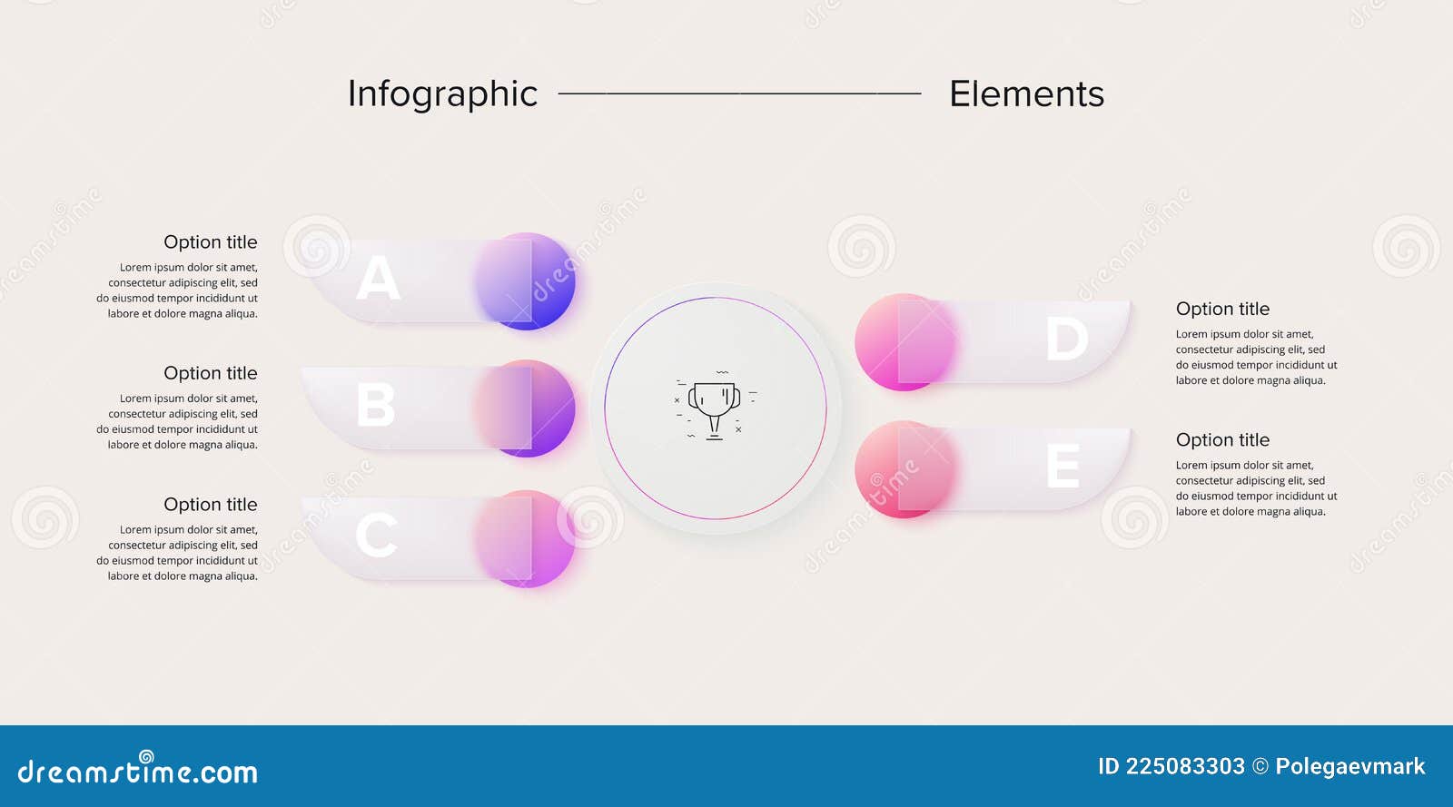 Business Process Chart Infographics with 5 Step Circles. Circular ...