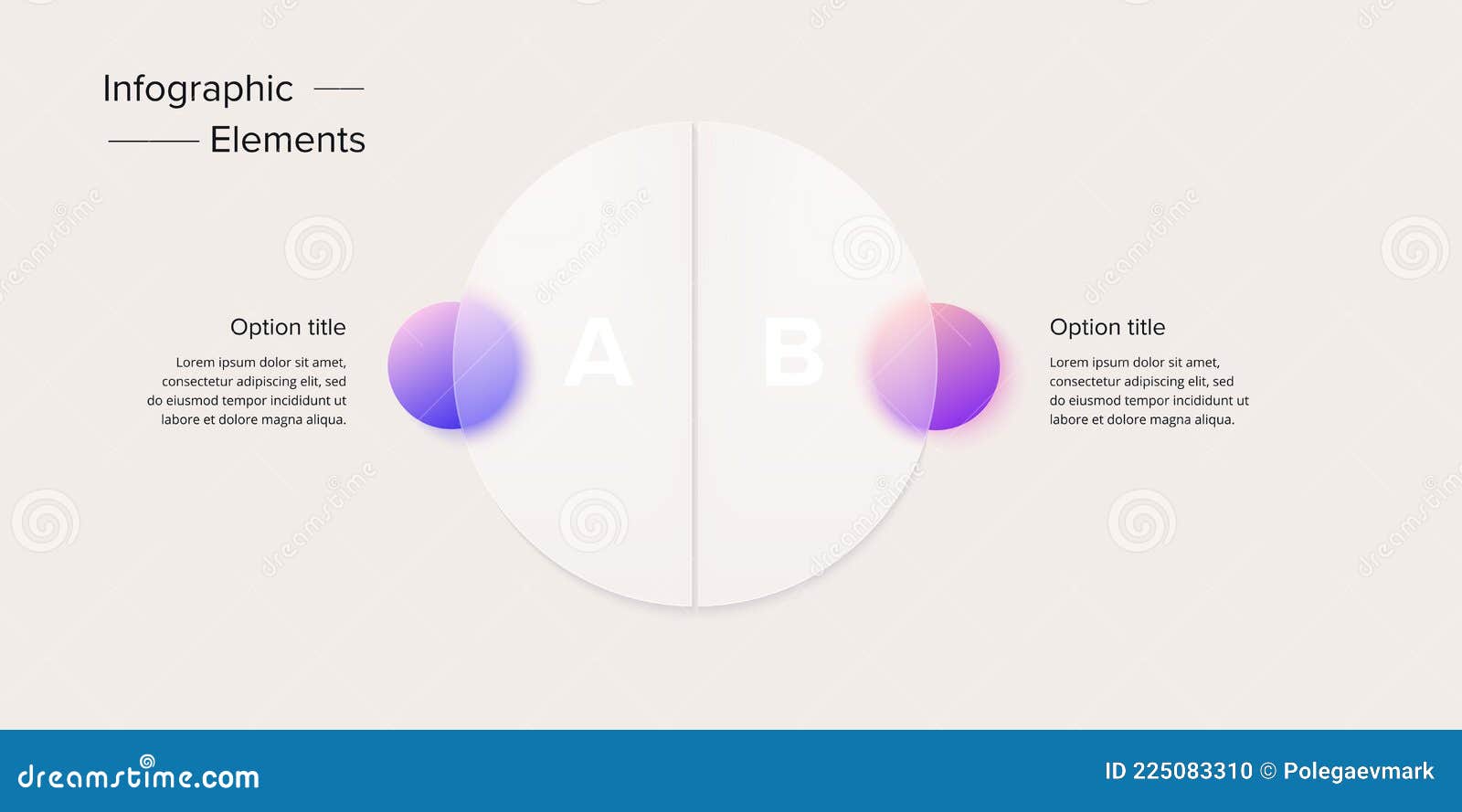 Business Process Chart Infographics with 2 Step Circles. Circular ...