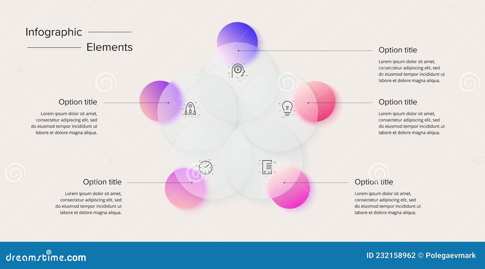 Business Process Chart Infographics with 5 Step Circles. Circular ...