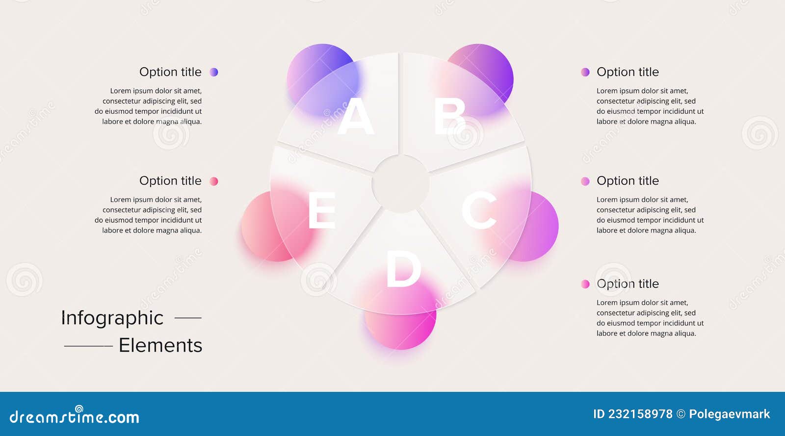 Business Process Chart Infographics with 5 Step Circles. Circular ...