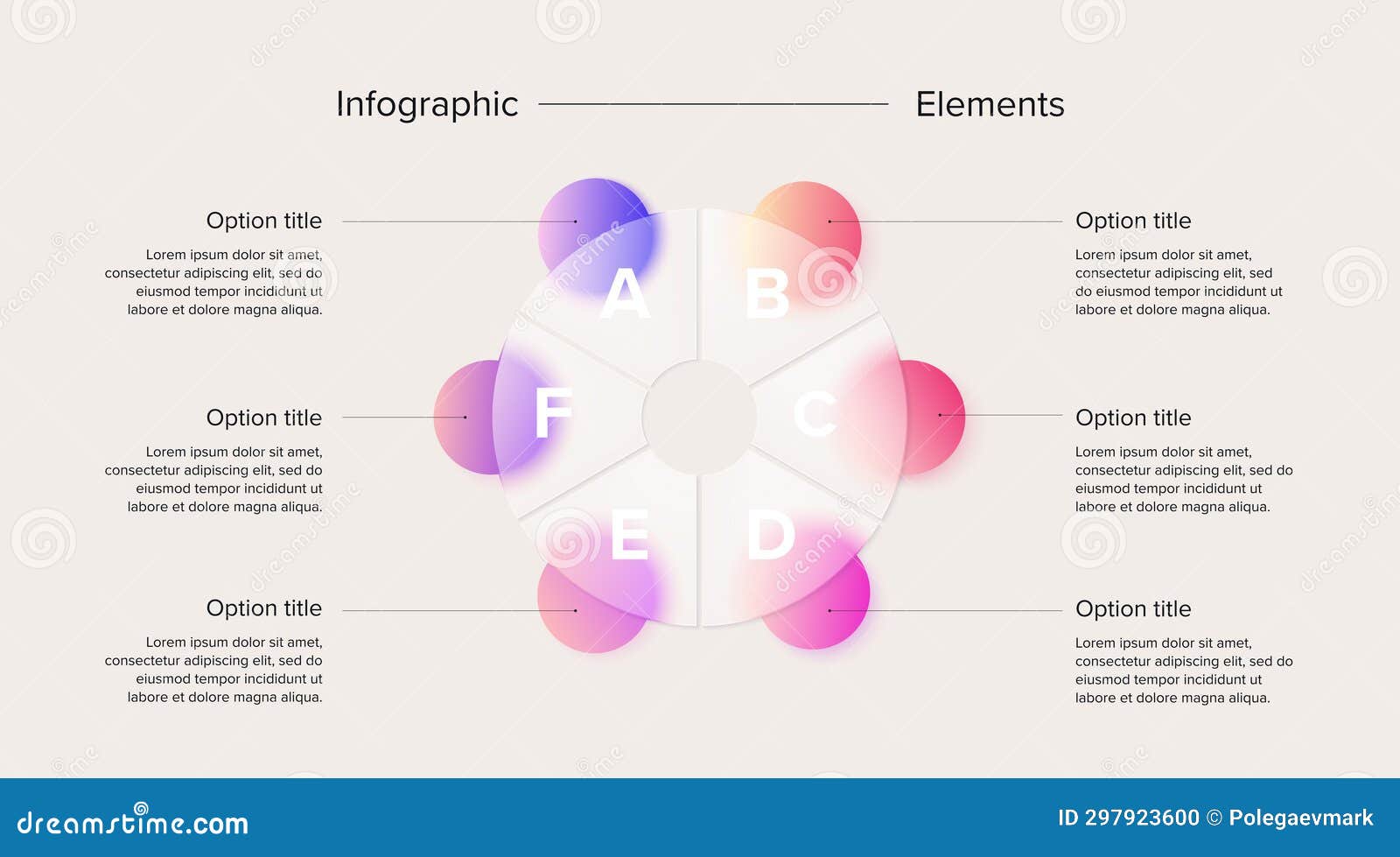 Business Process Chart Infographics with 6 Step Circles. Circular ...