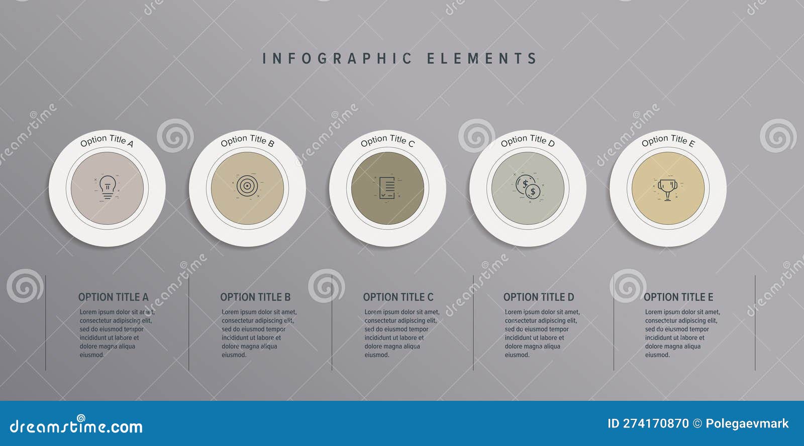 Business Process Chart Infographics with 5 Step Circles. Round Workflow ...