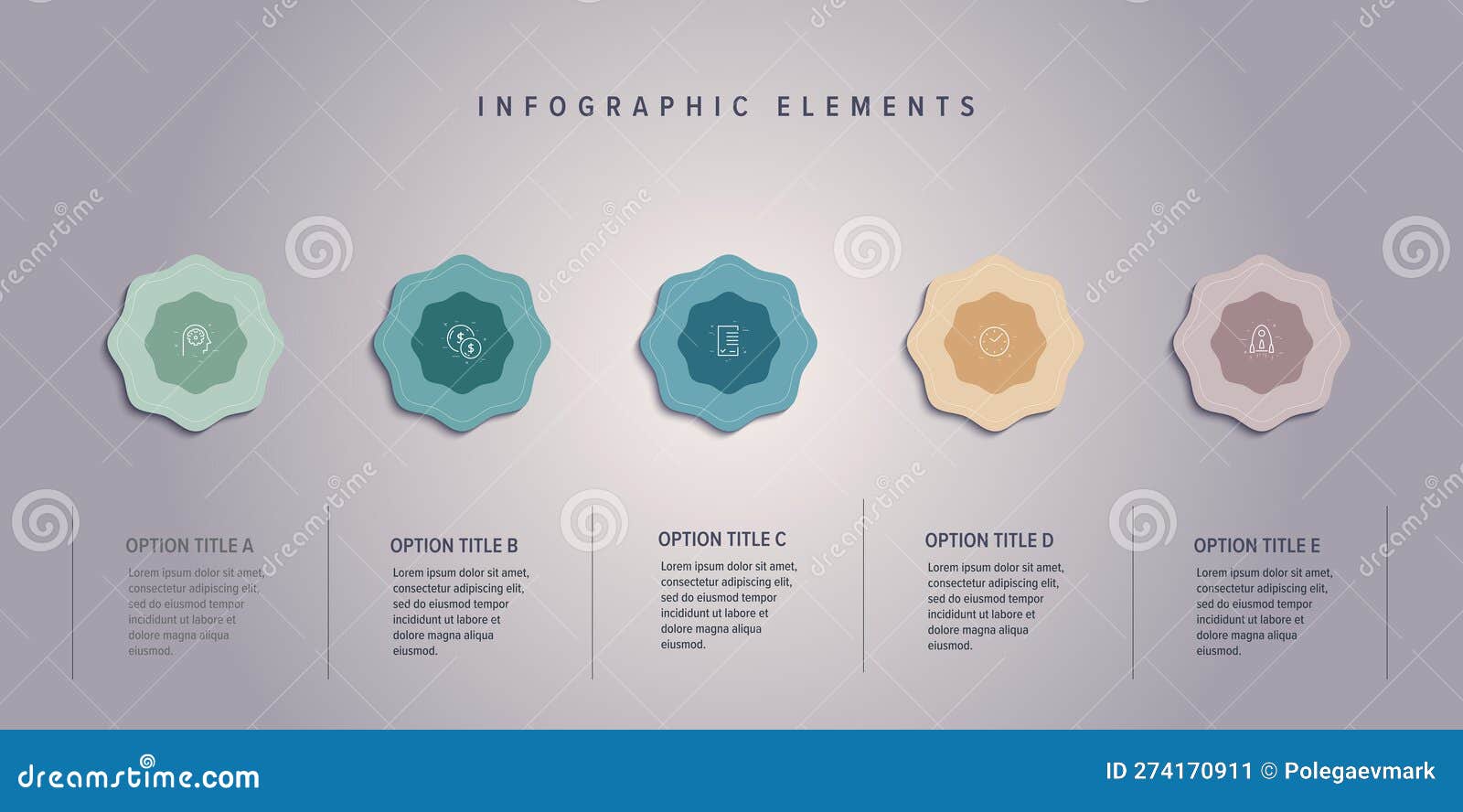 Business Process Chart Infographics with 5 Step Circles. Round Workflow ...