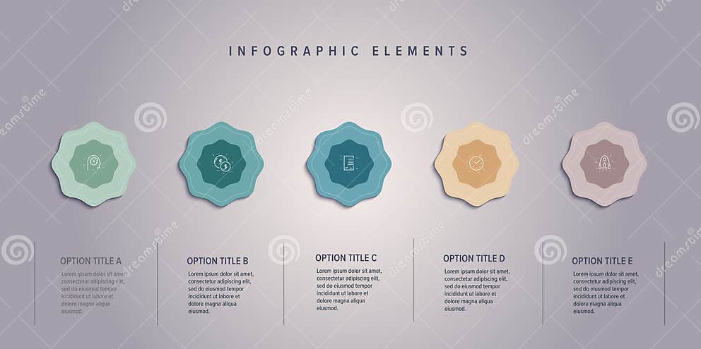Business Process Chart Infographics with 5 Step Circles. Round Workflow ...
