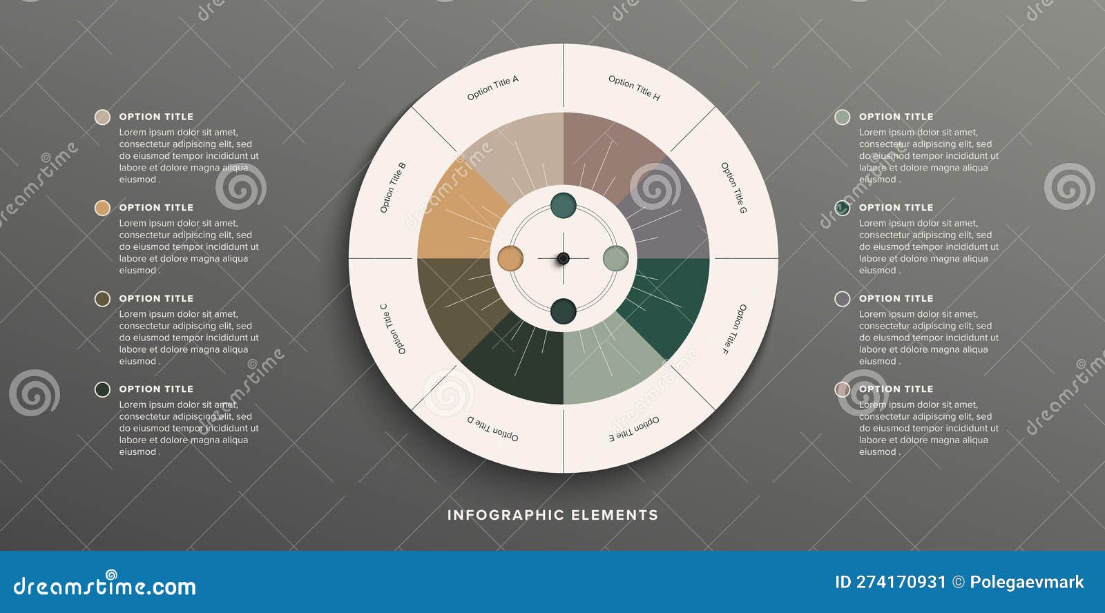 Business Process Chart Infographics with 8 Step Circles. Round Workflow ...