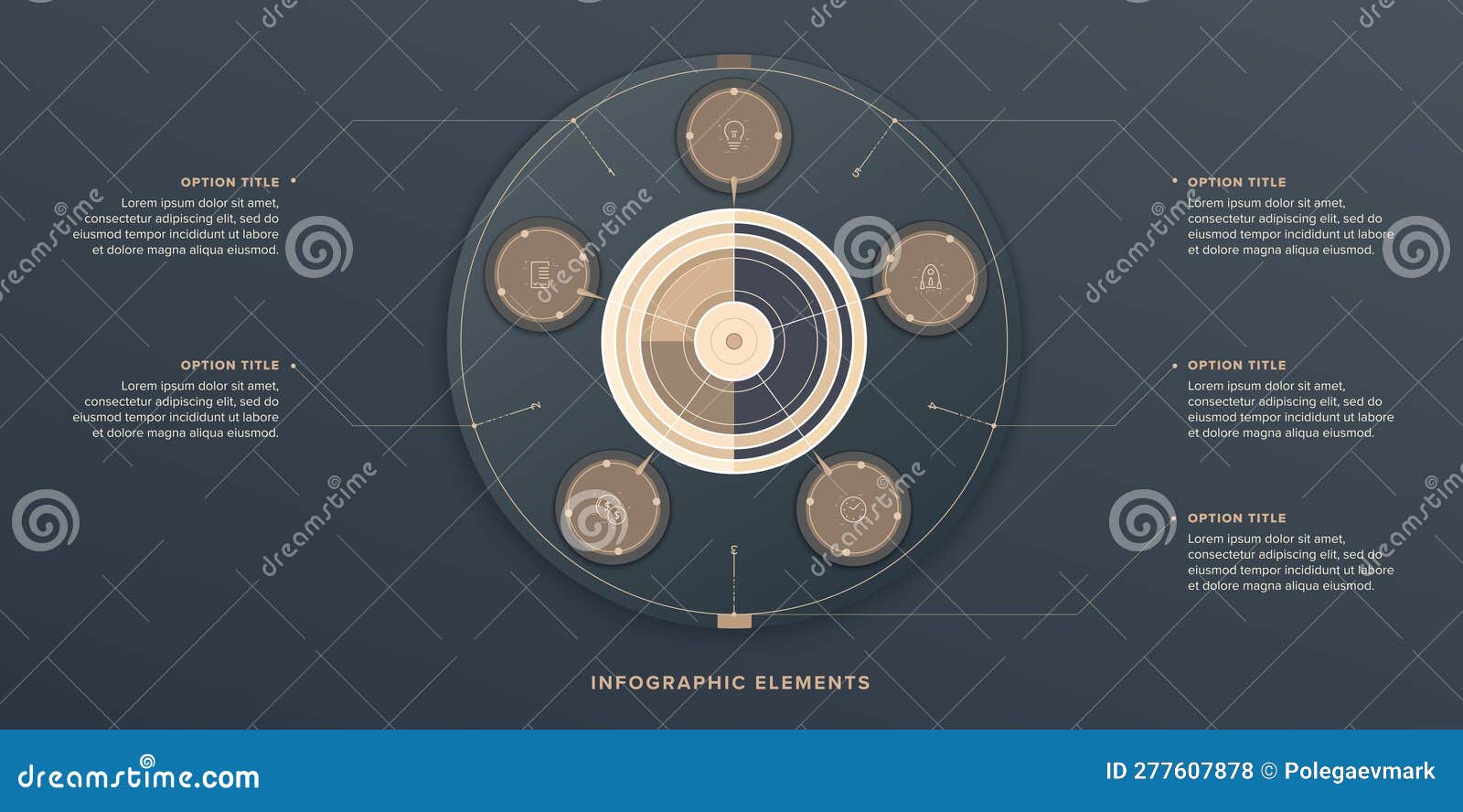 Business Process Chart Infographics with 5 Step Circles. Round Workflow ...