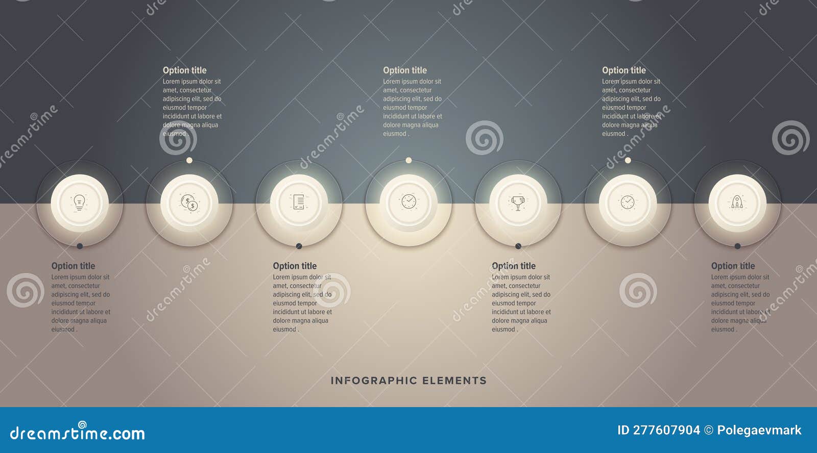 Business Process Chart Infographics with 7 Step Circles. Round Workflow ...