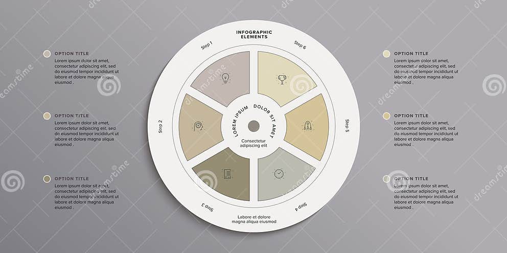 Business Process Chart Infographics with 6 Step Circles. Round Workflow ...